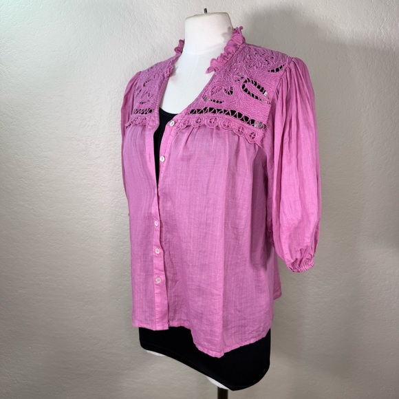 Sundance | Tops | Sundance Dianna Lace Top Bloom Pink Button Down 34 ...